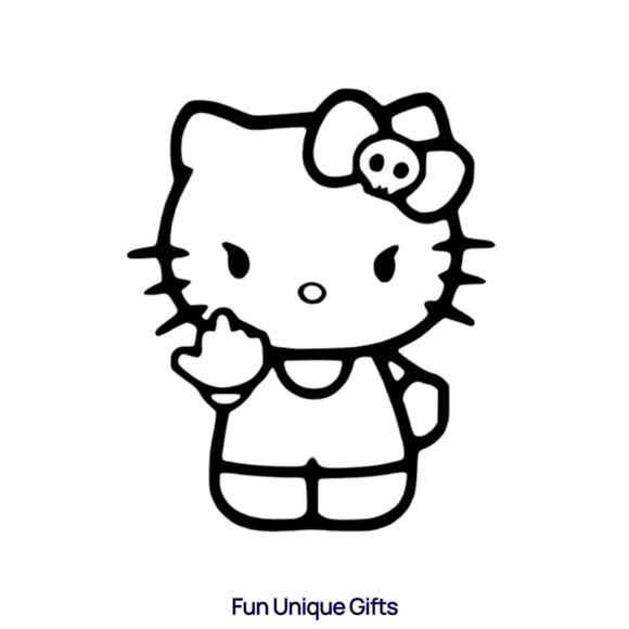 Handmade | Other | Hello Kitty Middle Finger Vinyl Decal Sticker ...